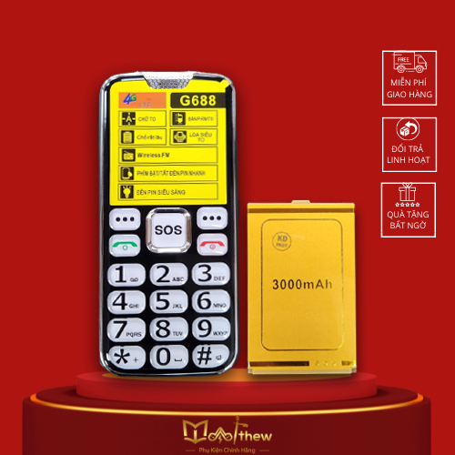 Điện Thoại Người Cao Tuổi G688, Điện Thoại Người Già 4G Loa To, Chữ To, Pin Khỏe 3000mAh Bảo ...