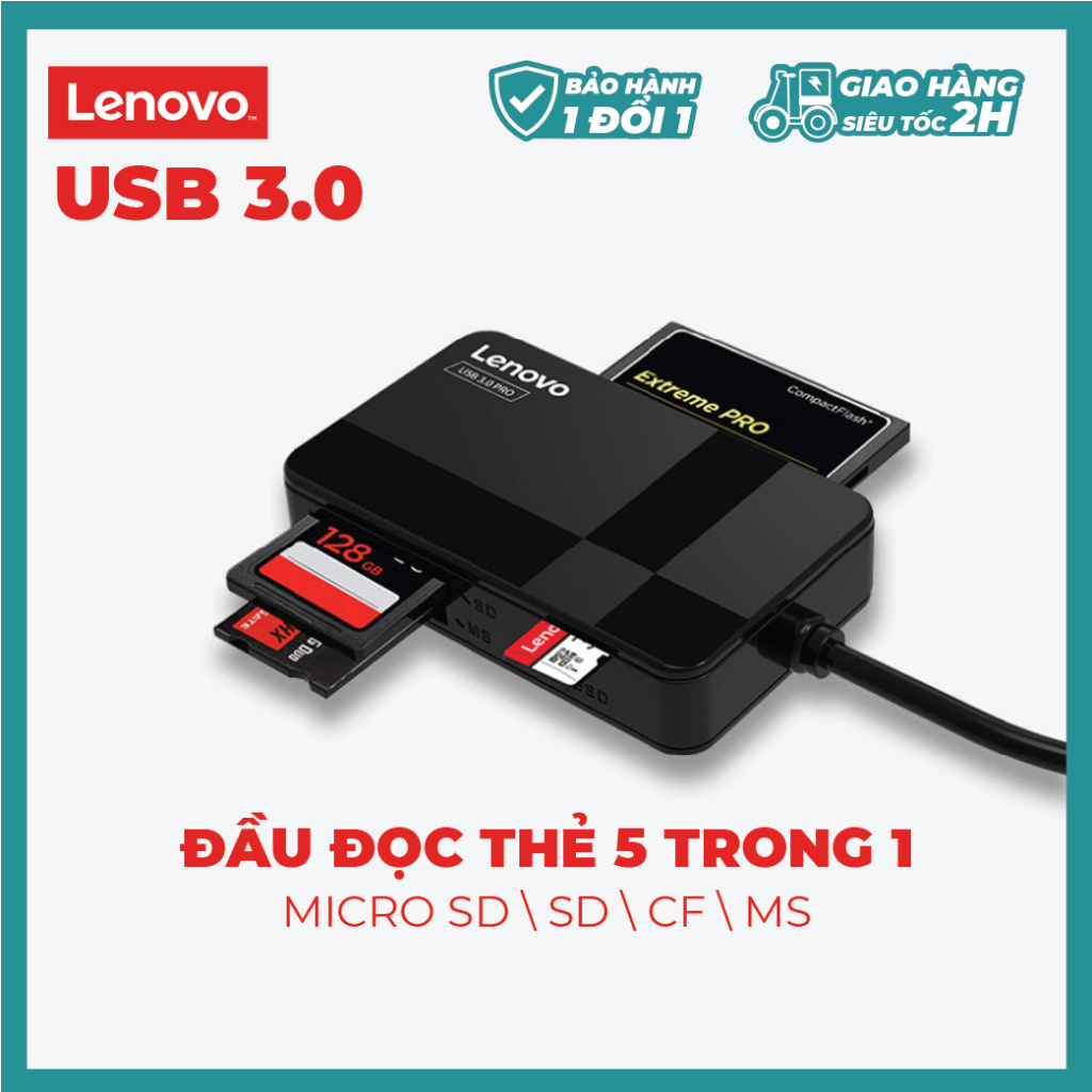 Đầu Đọc Thẻ Nhớ Đa Năng Lenovo D302 USB 3.0 Cho Máy Ảnh, Laptop... ( TF ...