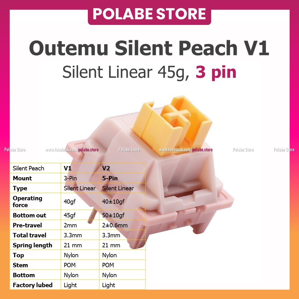 Outemu Silent White Silent Gray Yellow linear Tactile Switch Outemu silent peach lemon V3 Công ...
