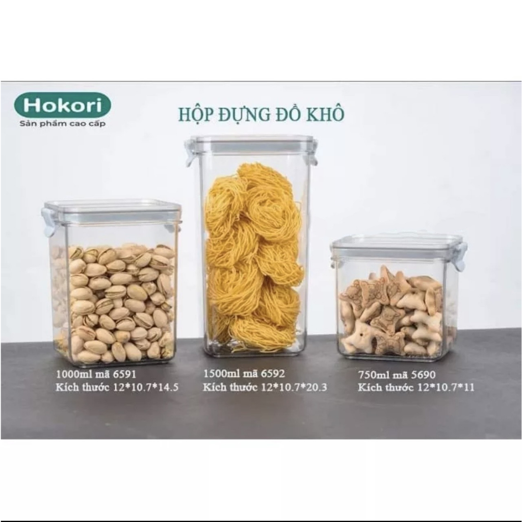 Hộp đựng đồ khô - Hộp bảo quản thực phẩm Hokori Việt Nhật 3 size 750ml,1000ml,1500ml. Hàng Việt ...