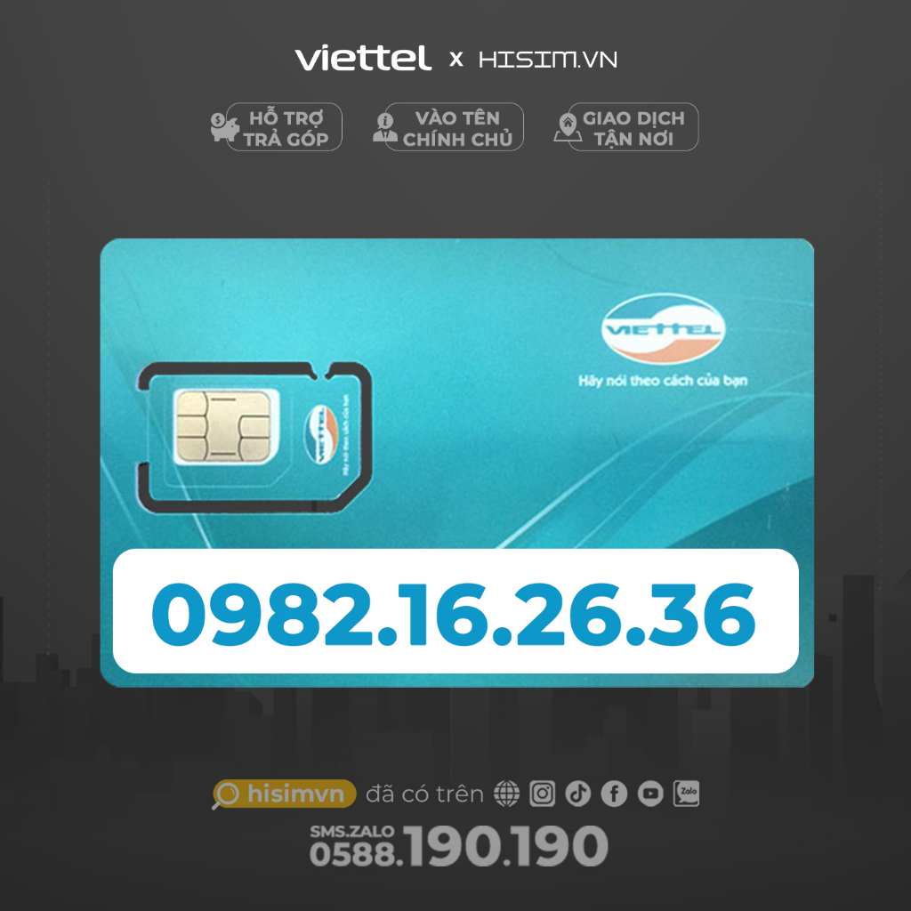 Sim Viettel số tiến đẹp 0982.16.26.36 sim trả trước vào tên chính chủ ...