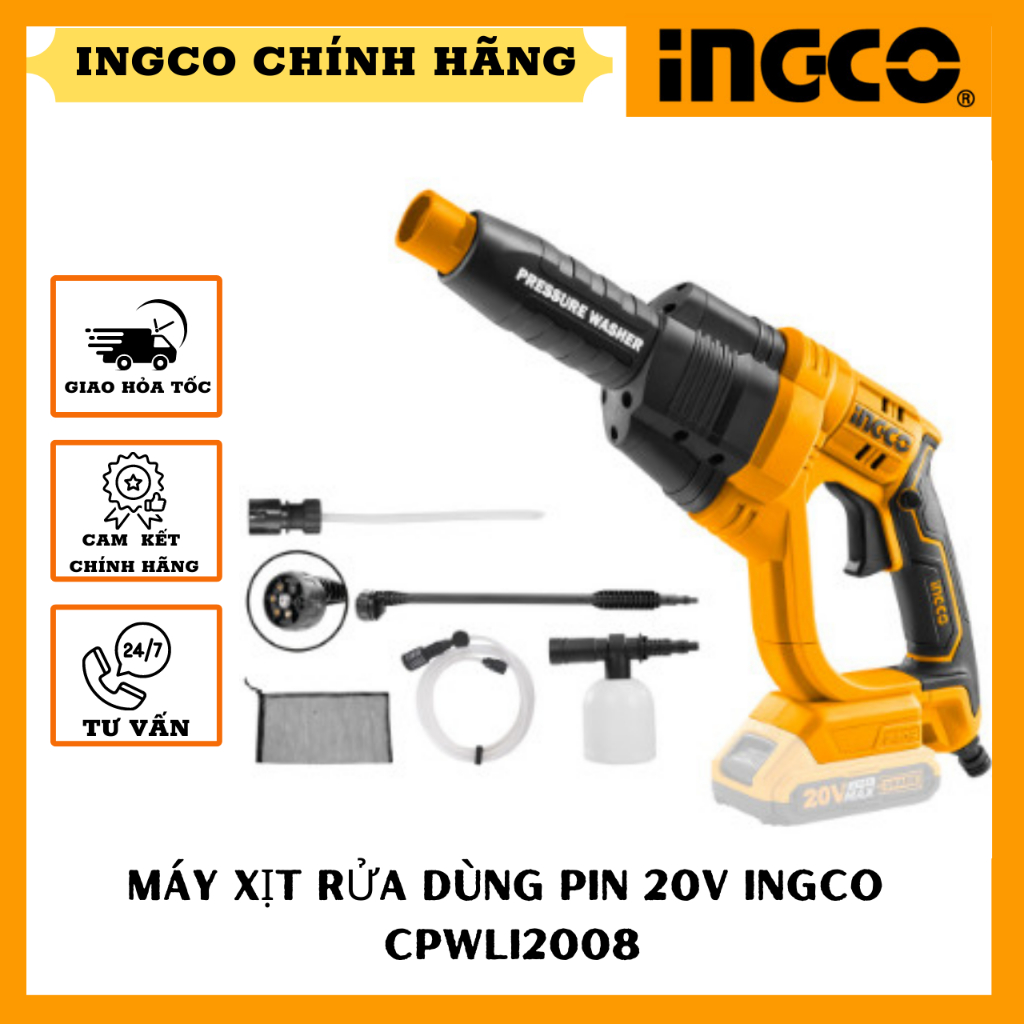 Máy xịt rửa dùng pin Lithium-ion 20V INGCO CPWLI2008 hàng chính hãng ...