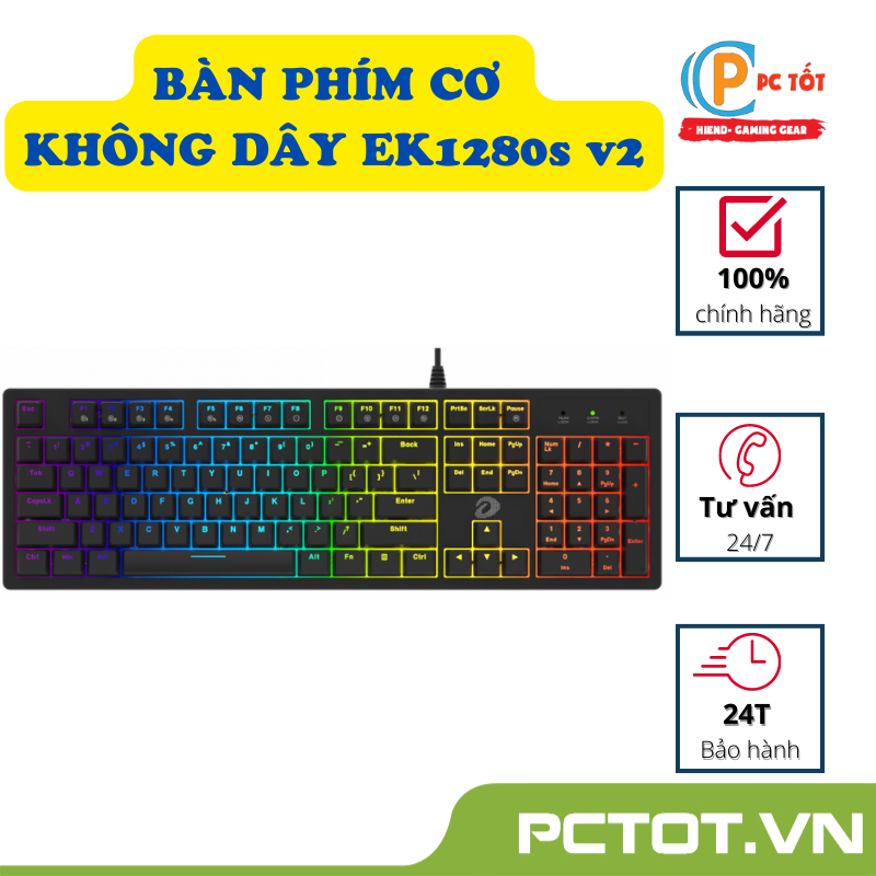 Bàn phím cơ Gaming DAREU EK1280s v2 104KEY (MULTI LED, RGB Strip,Blue ...