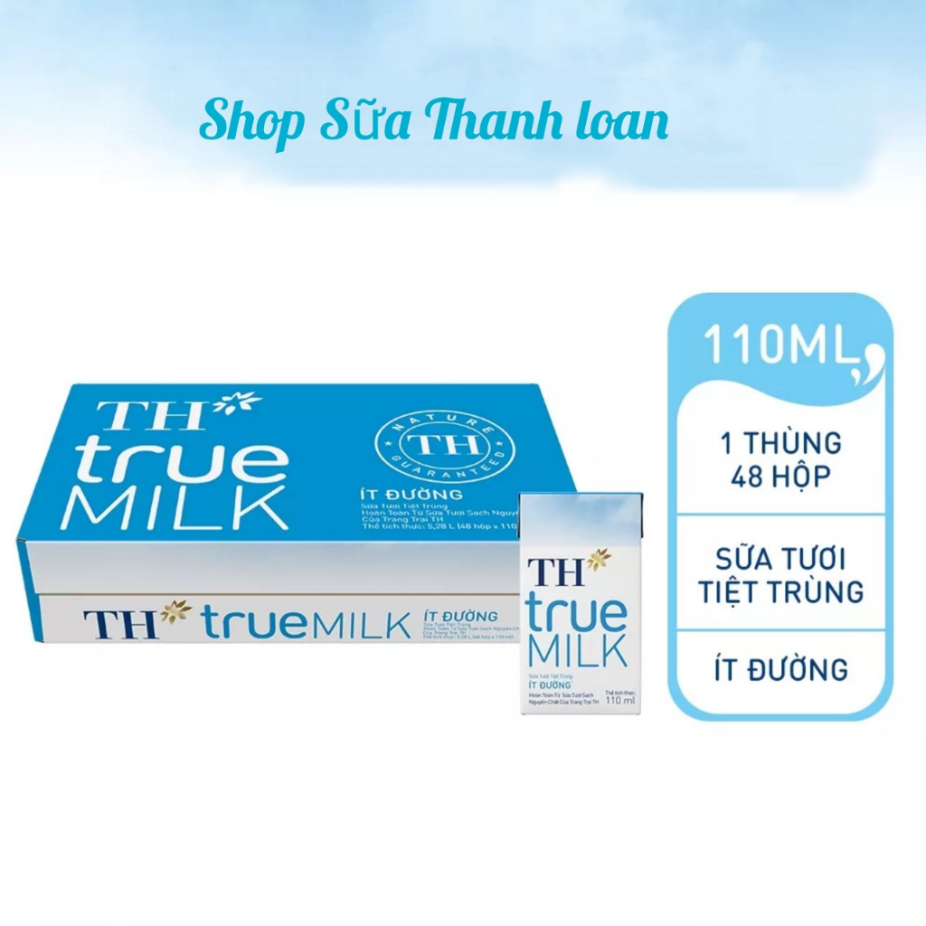 [HSD T5-2025] Thùng 48 Hộp Sữa Tươi Tiệt Trùng TH true Milk Ít Đường ...