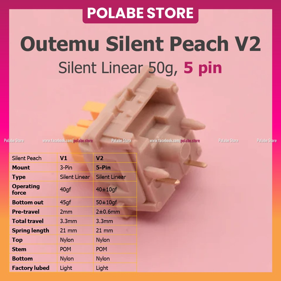 Công tắc Outemu Silent Peach v3 linear switch bàn phím cơ Outemu Silent Lemon v2 tactile switch ...