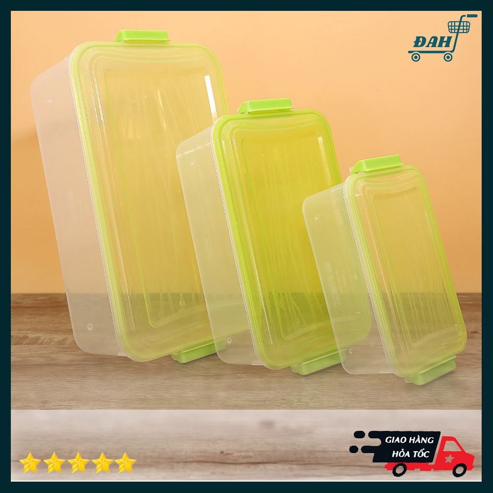 Bộ 3 hộp nhựa chữ nhật có quai cài, nhựa cao cấp Duy Tân 820ml - 1600ml - 2600ml | Shopee Việt Nam