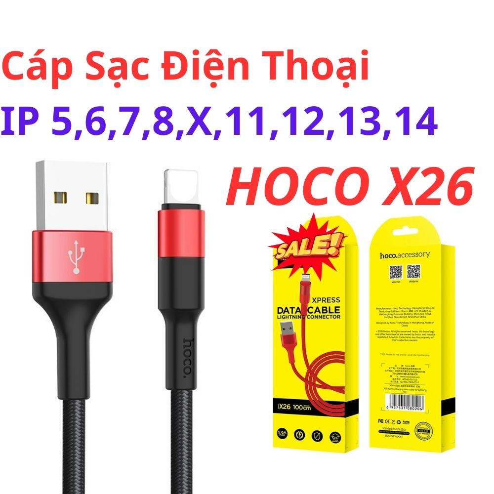 Cáp sạc Hoco X26 - Dài 1M- Cáp sạc nhanh dây dù chống rối đứt cho 6 6S ...