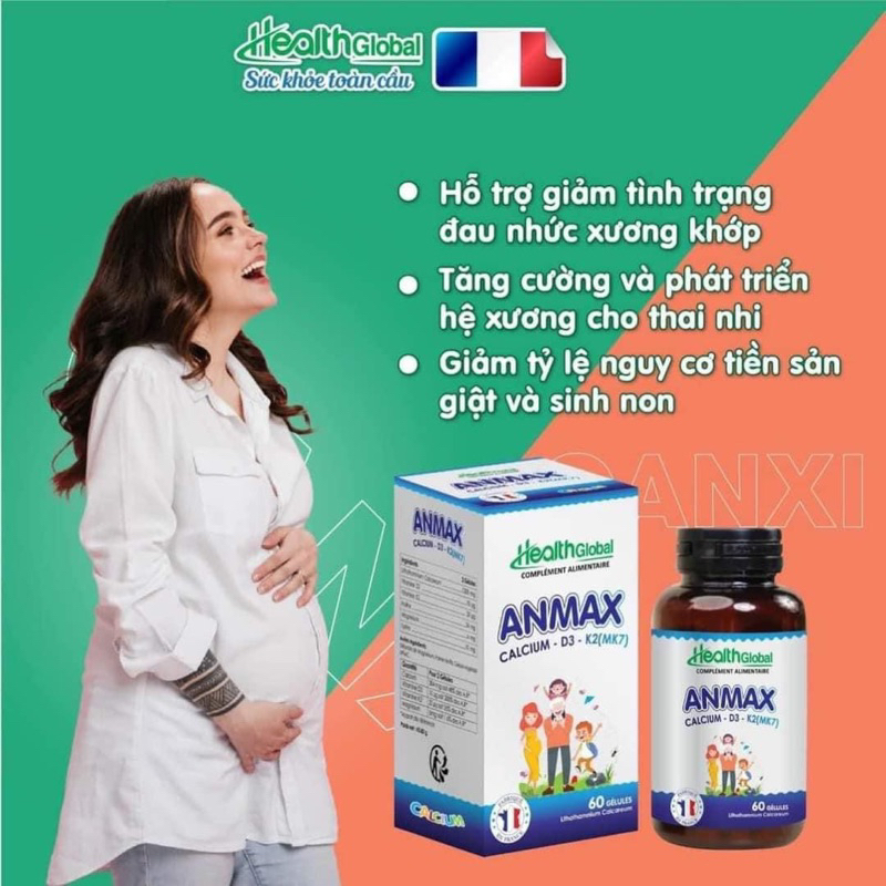 [CHÍNH HÃNG] MẪU MỚI Canxi hữu cơ ANMAX 60 viên Health Global của Pháp ...