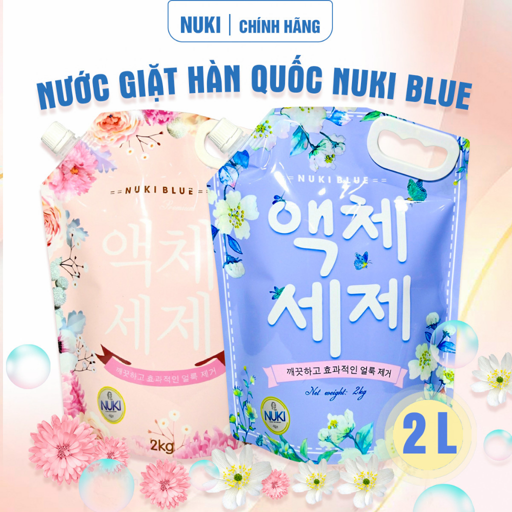 Combo 2 Túi Nước Giặt Hàn Quốc Chính Hãng Thương Hiệu Nuki Blue 2kg Hương Thơm Dịu Nhẹ,Mềm Vải ...