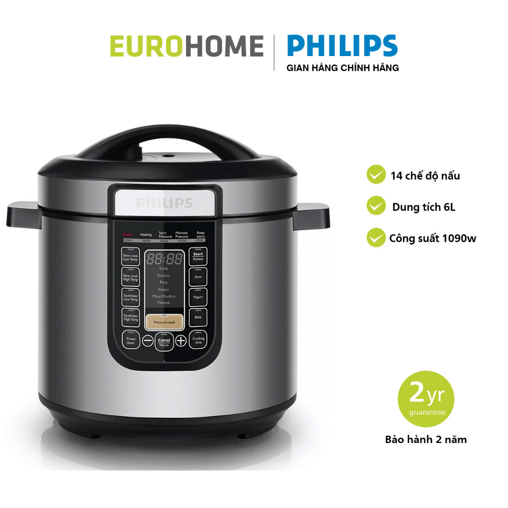Nồi áp suất điện tử đa năng Philips HD2237 - 1300W 6L, bảo hành 2 năm ...