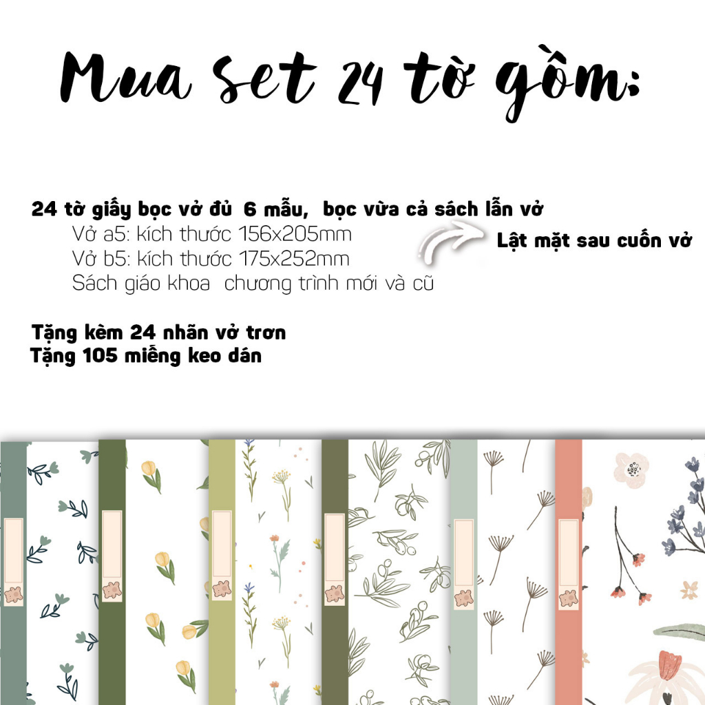 [Set 7] Giấy bọc vở, giấy bao tập, bao tập A5, bao tập B5, bao sách ...