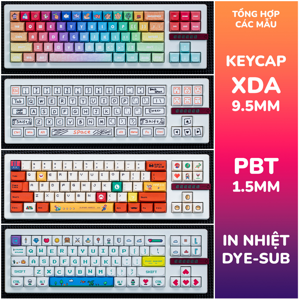 Keycap PBT Profile XDA cao 9.5mm| Keycap XDA nhiều mẫu lắp được hầu hết ...