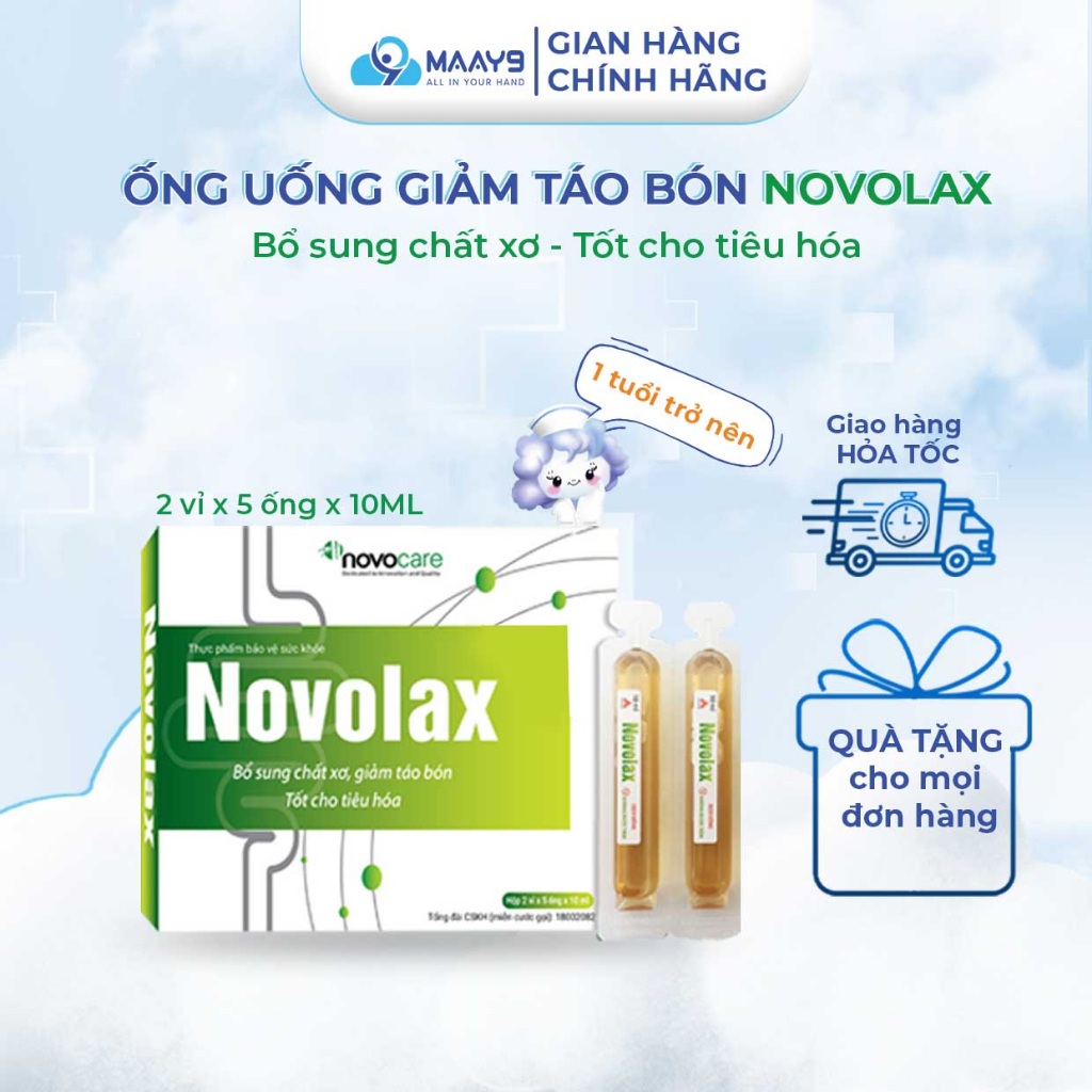 Ống uống giảm táo bón Novocare Novolax bổ sung chất xơ, hỗ trợ nhuận ...