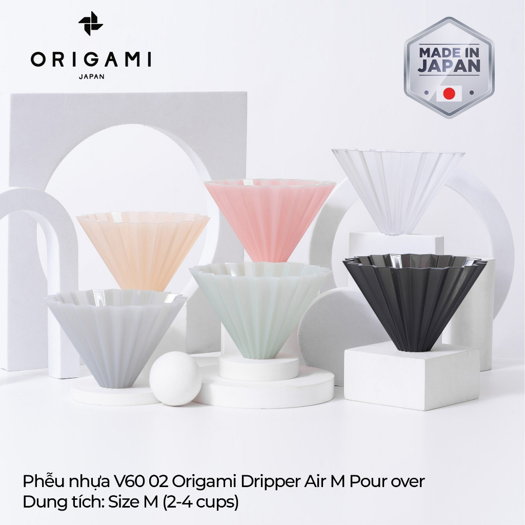 [ORIGAMI JAPAN] VOLCANO Phễu nhựa V60 02 Origami Dripper Air M Pour ...