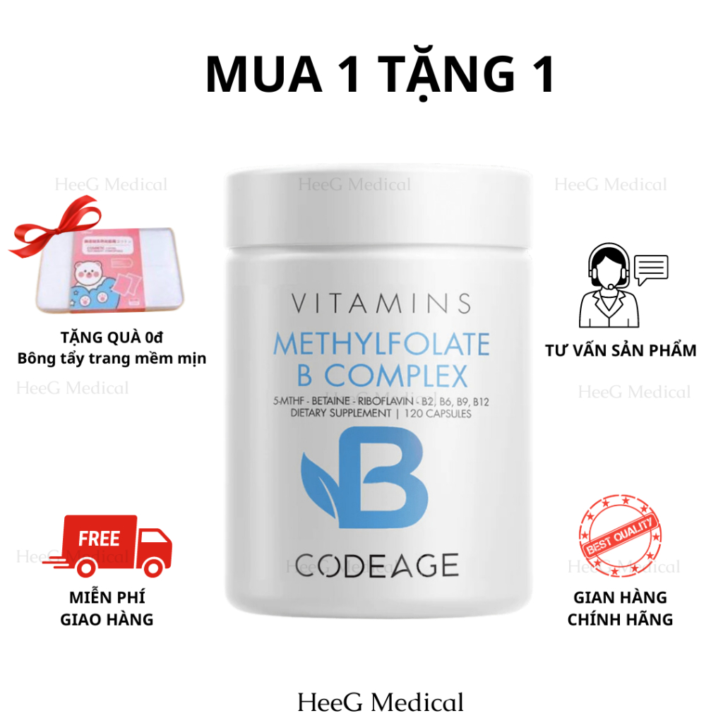 Codeage Viên Uống Bổ Não METHYLFOLATE B COMPLEX Lọ 120 Viên Giúp Tăng Cường Trí Nhớ Và Cân Bằng ...