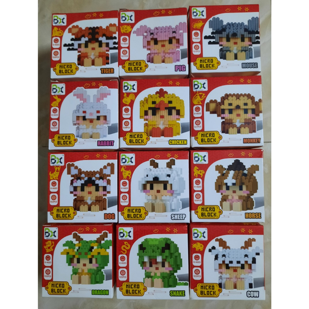 Lego ghép hình mẫu 12 con giáp /và 4 mẫu khác nhau ,chọn mẫu (giao hình ...