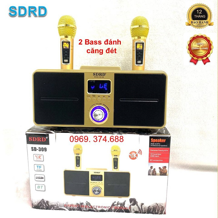 Loa Bluetooth chính hãng SDRD,SD-309- 2 Bass 10 cm cao cấp | Shopee Việt Nam