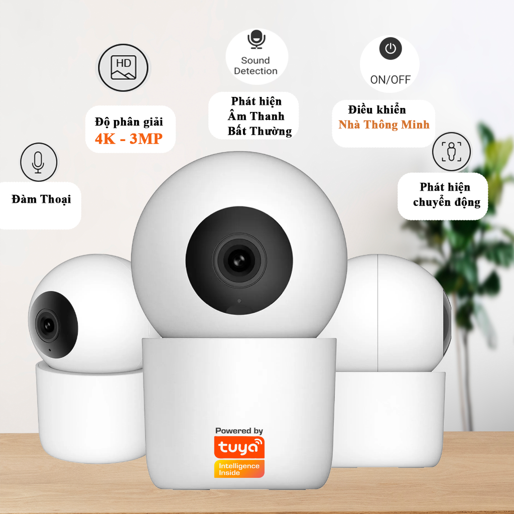 Camera wifi Tuya 3MP quay quét 360 độ siêu nét, hỗ trợ nhiều tính năng ...