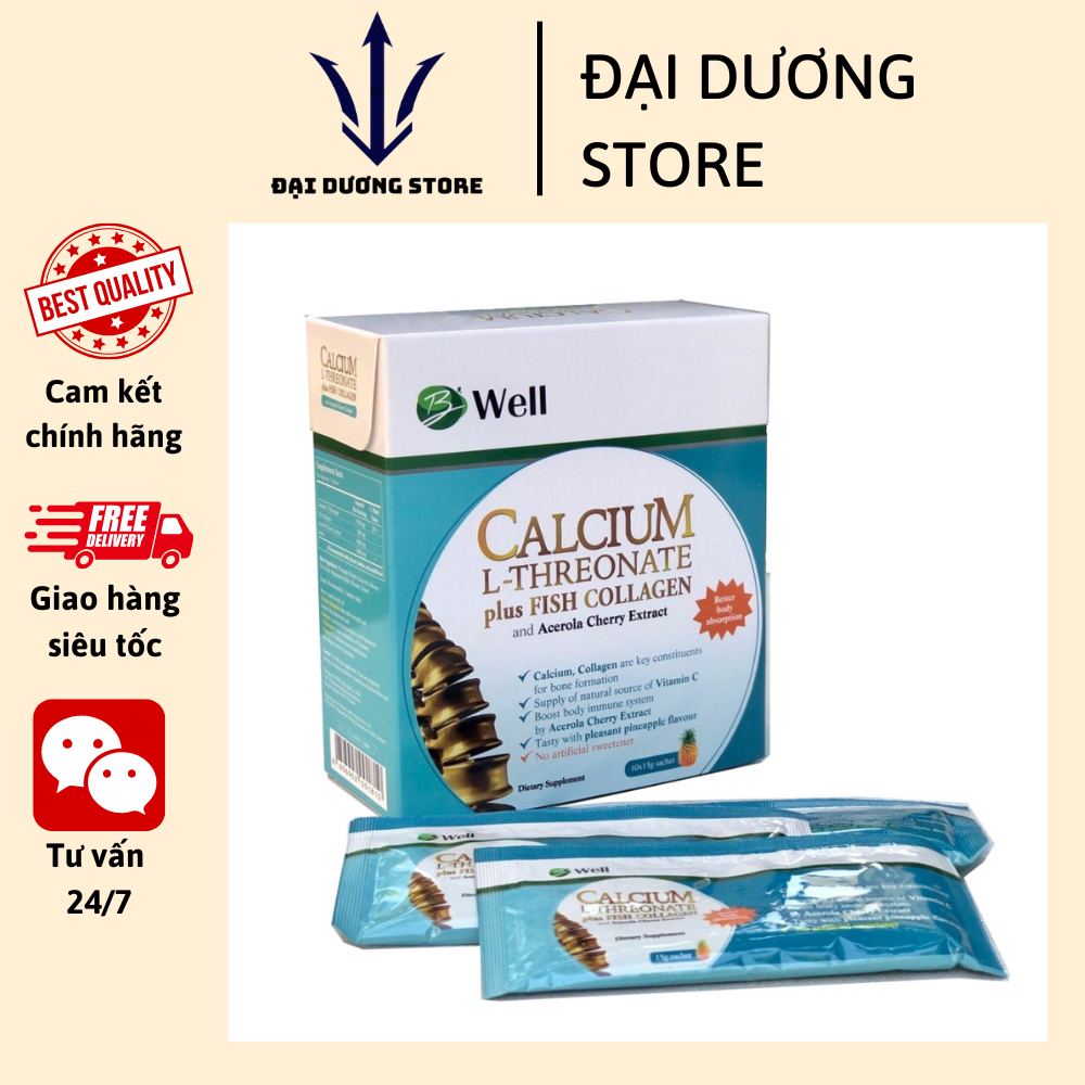 Thực phẩm bổ sung Canxi & Collagen Calcium L - Threonate Plus Fish Collagen and Acerola Cherry ...