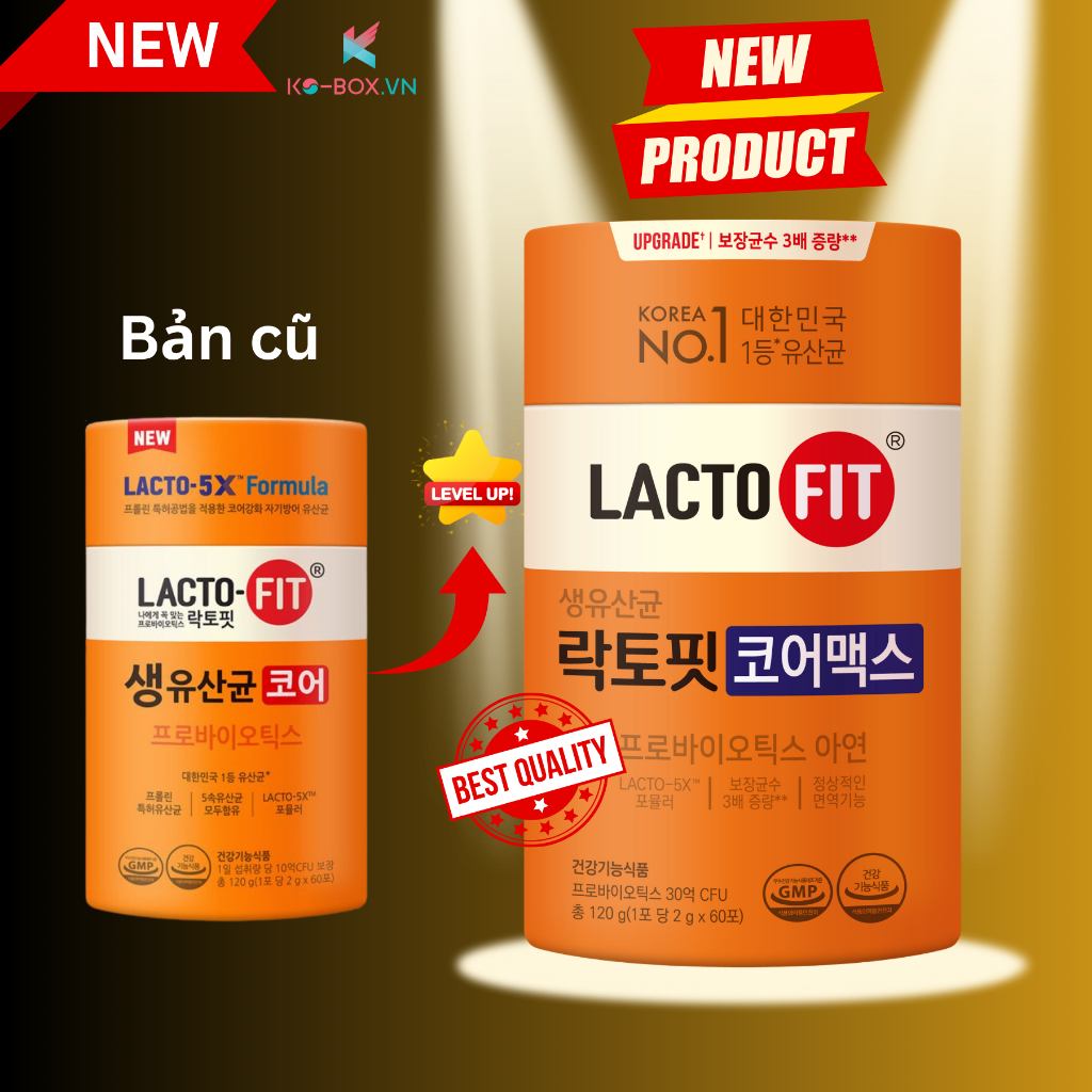 (PHIÊN BẢN MỚI) Lacto Fit Core MAX màu cam lacto-fit 60 gói Men vi sinh ...