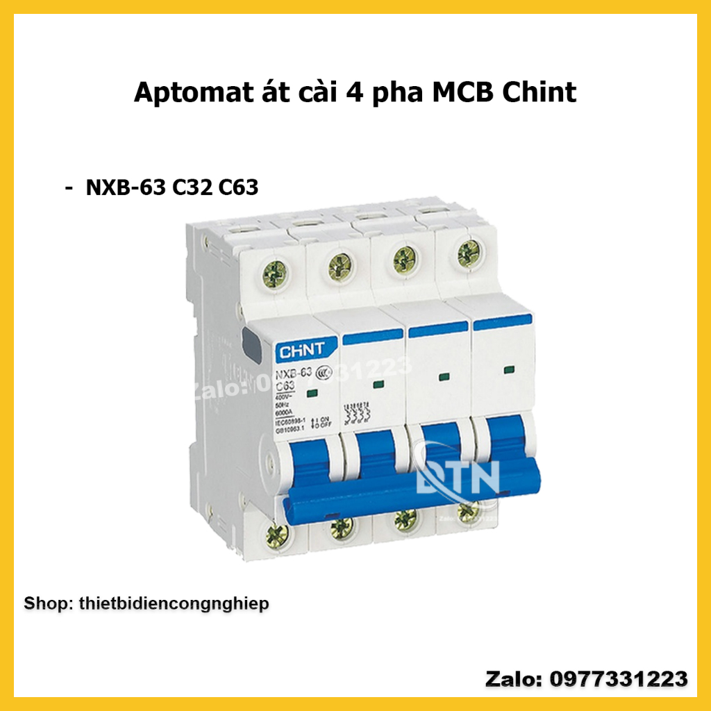 Chint MCB Aptomat át cài 4 pha NXB-63 C32 C63 4P (hàng chính hãng) | Shopee Việt Nam
