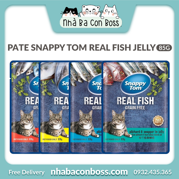 [Combo 12 Gói] Pate Cho Mèo Snappy Tom Real Fish/ Meat Jelly 85g | Shopee Việt Nam