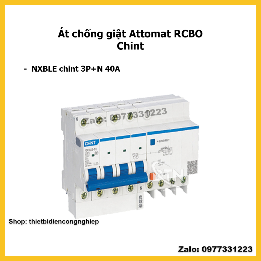 Chint RCBO Át chống giật Attomat NXBLE chint 3P+N 40A | Shopee Việt Nam