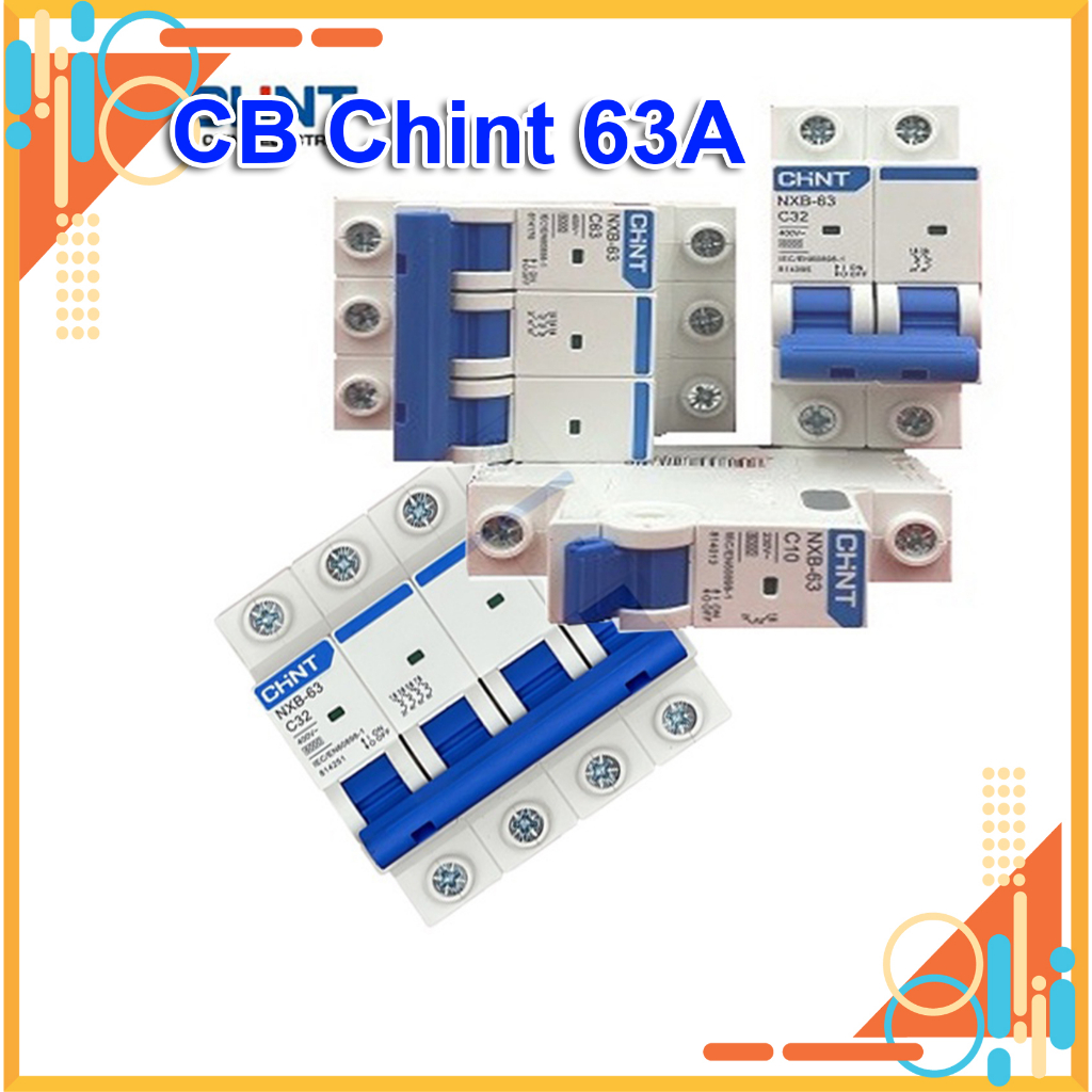 Cầu dao Aptomat an toàn 2 Pha 63A Chint - MCB NXB-63 CB Chint 2P 63A | Shopee Việt Nam