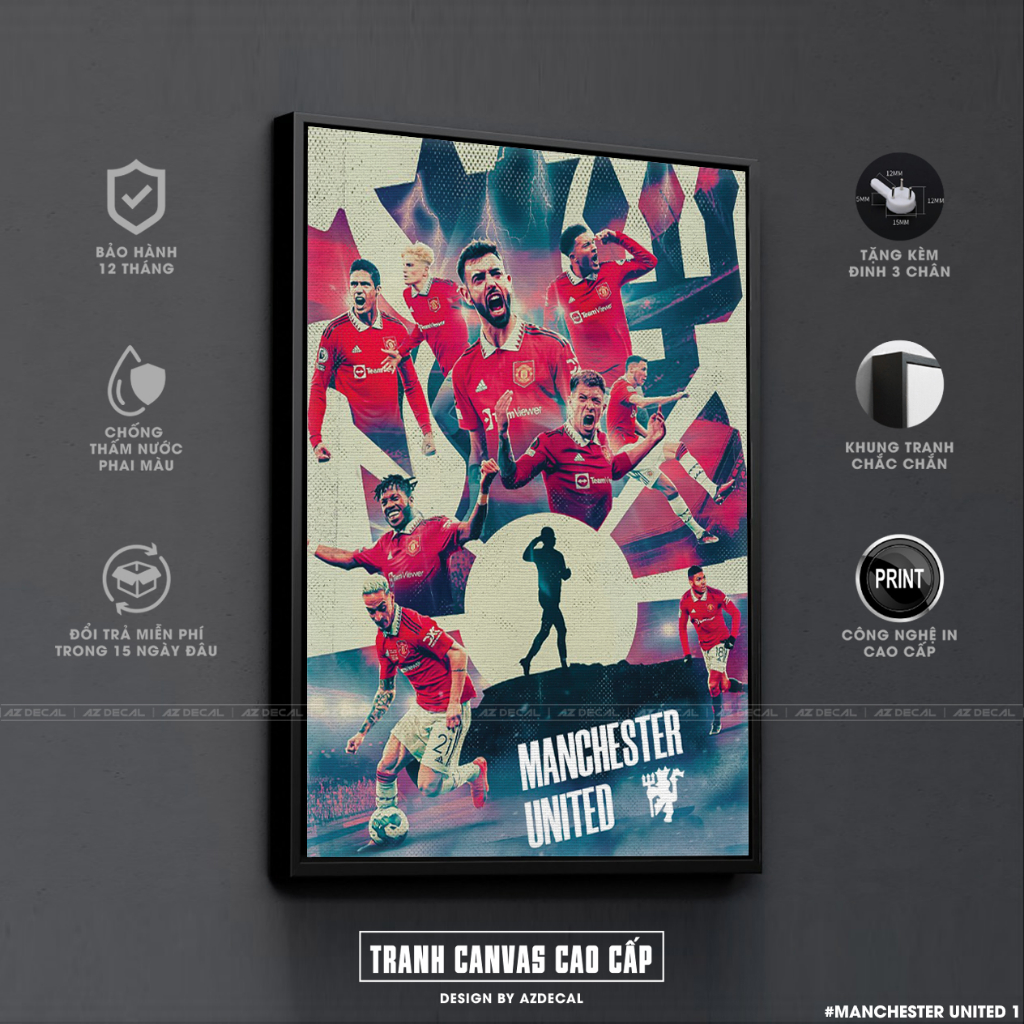 Poster Manchester United chất liệu canvas cỡ lớn khung đen | Poster Mu ...