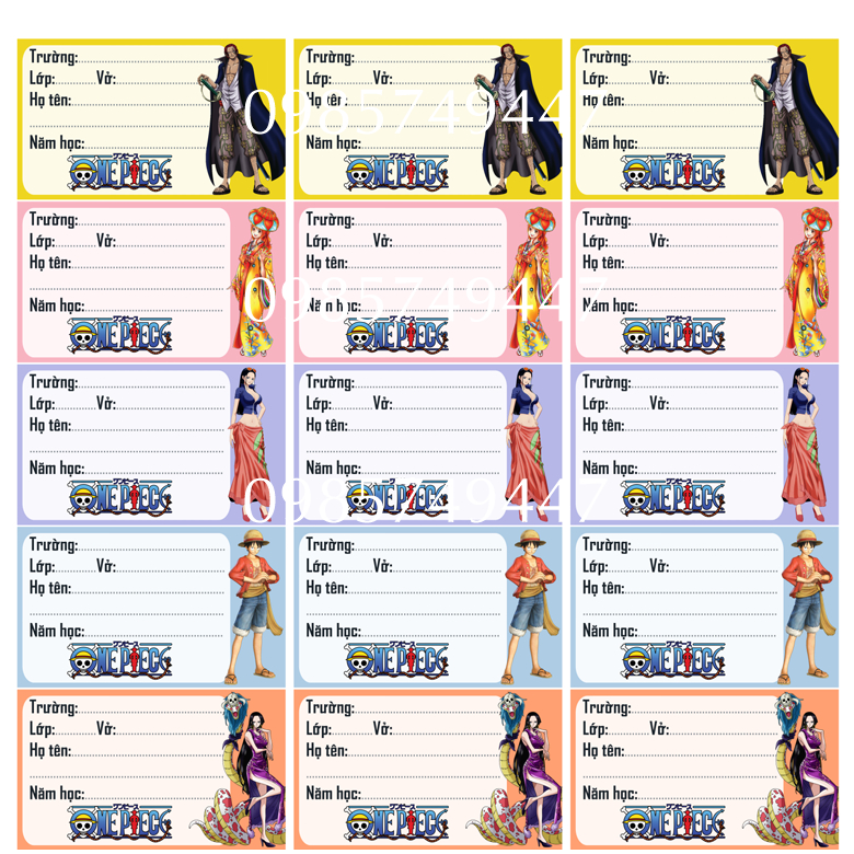 NHÃN VỞ ONE PIECE NHÃN DÁN ONE PIECE - NAME TAG ONE PIECE No.1 | Shopee ...