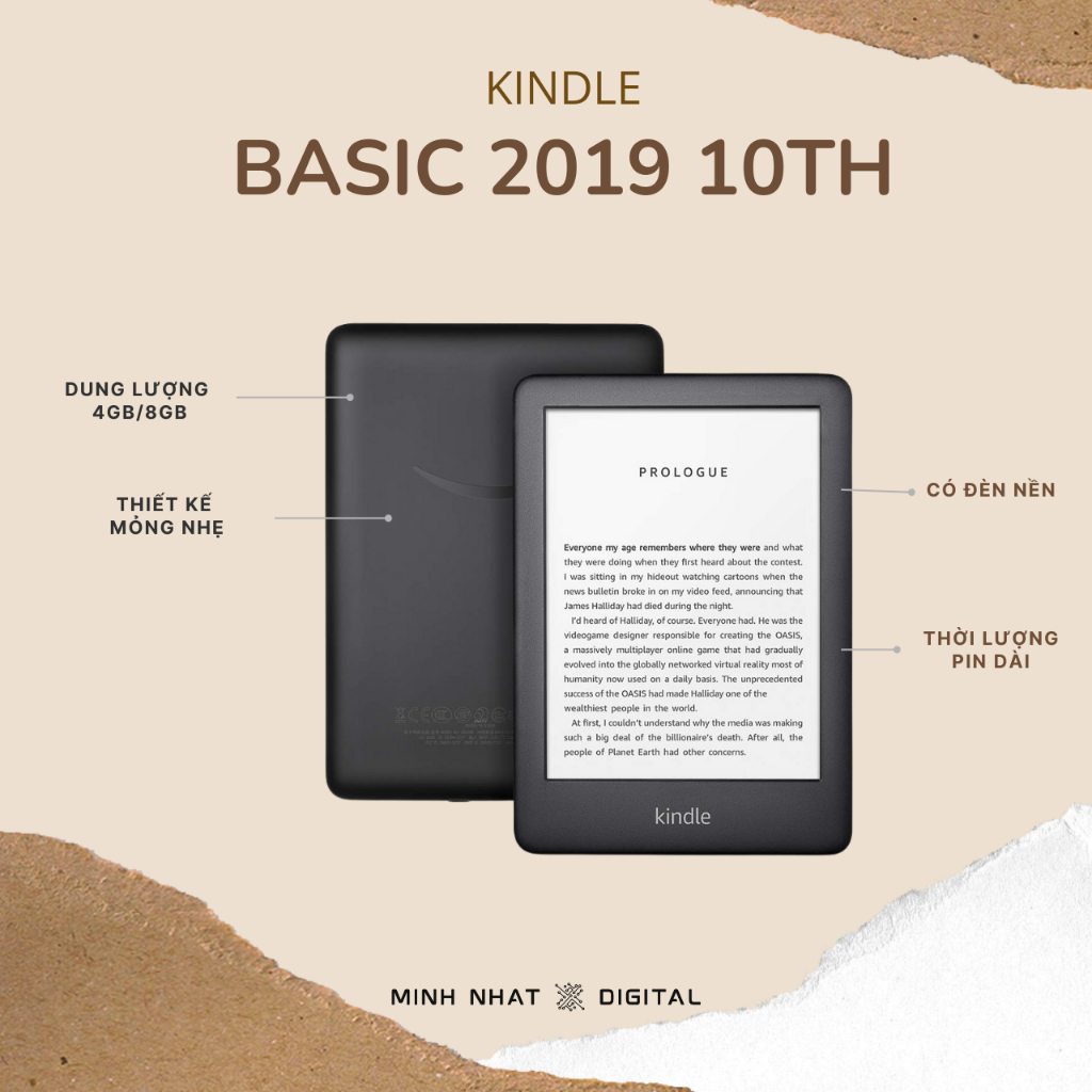 Máy đọc sách Kindle Basic 10 (Tặng bao da + kho sách) | Shopee Việt Nam