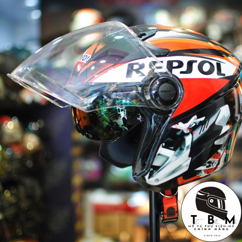 Mũ bảo hiểm 3/4 2 kính Royal M268 tem Repsol | Shopee Việt Nam