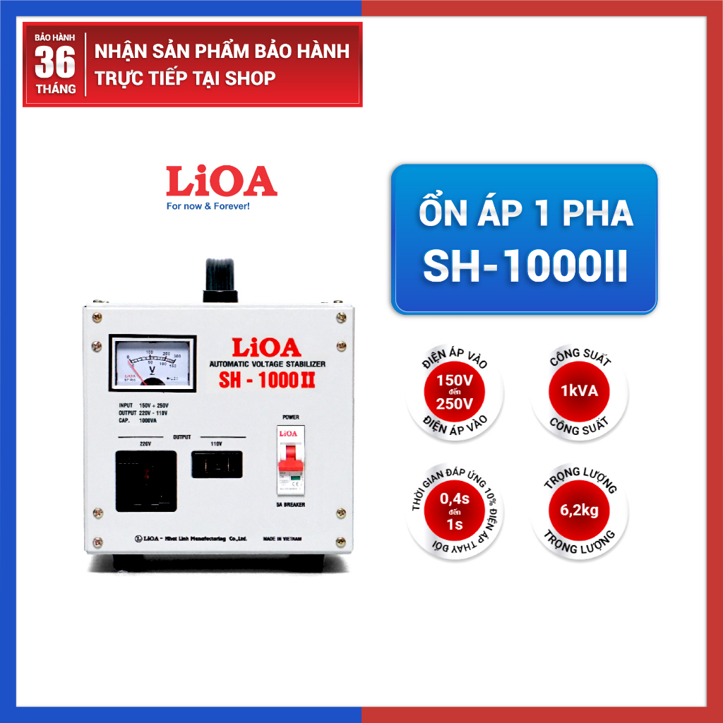 [CHÍNH HÃNG] Ổn áp LiOA 1KVA chính hãng Nhật Linh 1000VA 1000W 1KW SH-1000II mini công suất nhỏ ...
