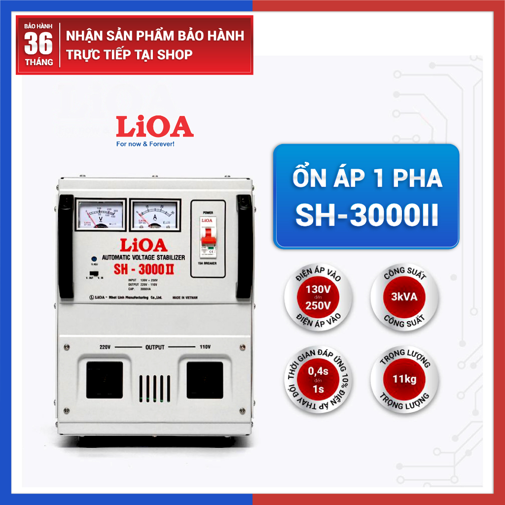 [CHÍNH HÃNG] Ổn Áp LiOA 3KVA 1 Pha Chính Hãng Nhật Linh 3KW 3000VA 3000W Dây Đồng Thế Hệ Mới ...