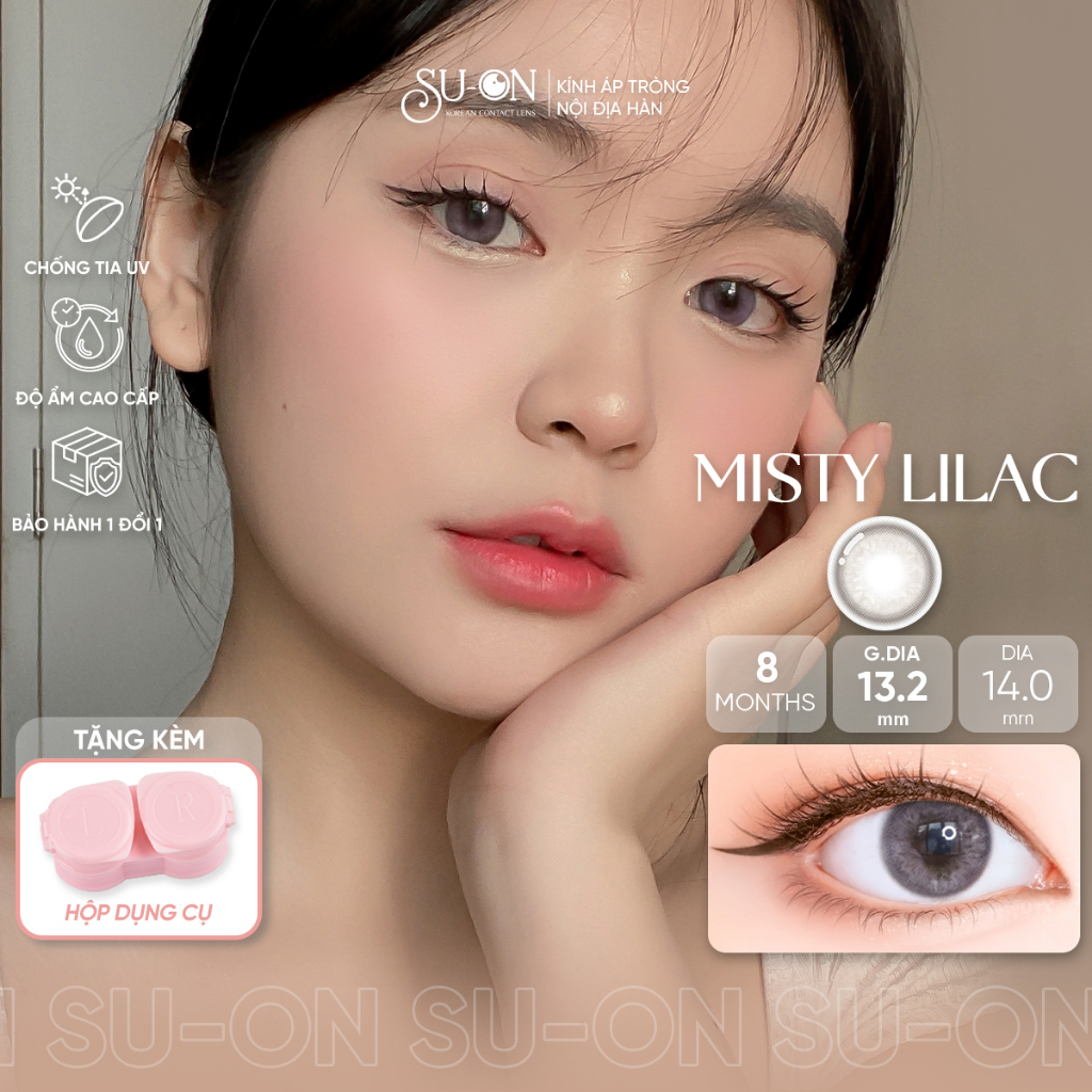 Lens cận MISTY LILAC, kính áp tròng Hàn Quốc chính hãng 14,0mm, xám ...