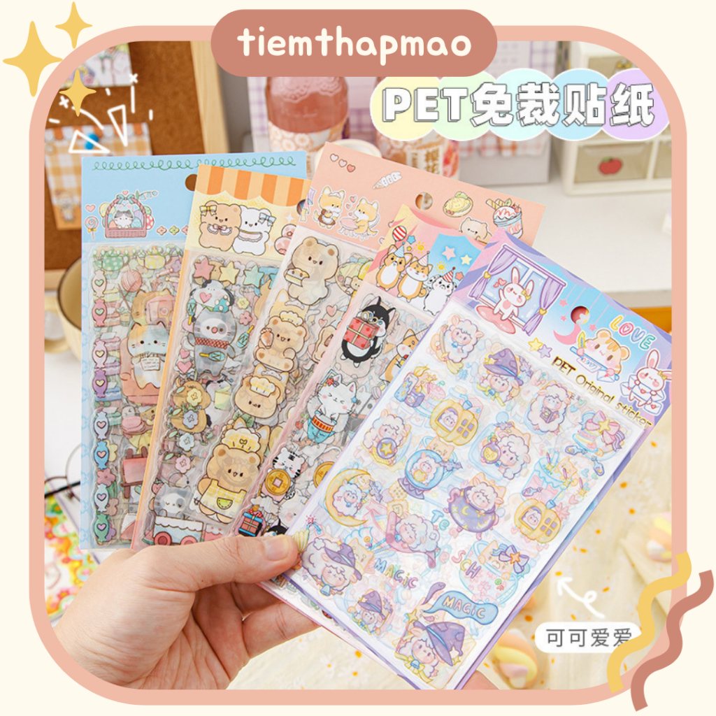 Set Sticker 8 Tấm Đa Dạng Hình Thú Cưng Hoạt Hình Dễ Thương Trang Trí ...