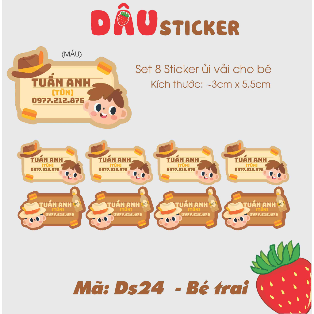 Ds24 - Set 8 sticker 2 mẫu trai gái rất cool ủi vải cho trẻ em. Loại ...