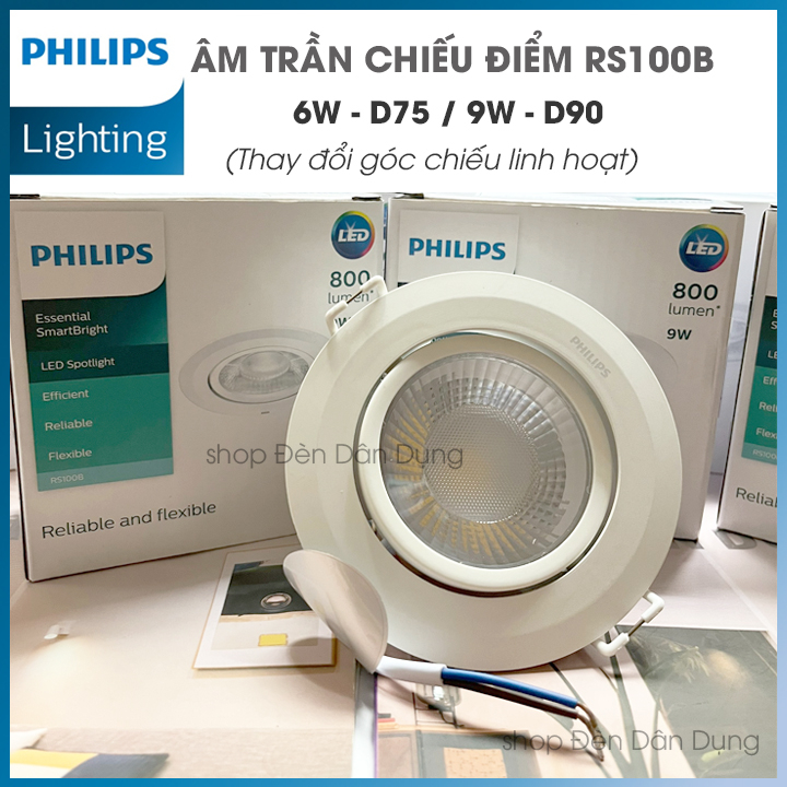 Đèn LED Âm trần chiếu điểm PHILIPS RS100B - [HÀNG CHÍNH HÃNG] - Thay đổi góc chiếu linh hoạt ...