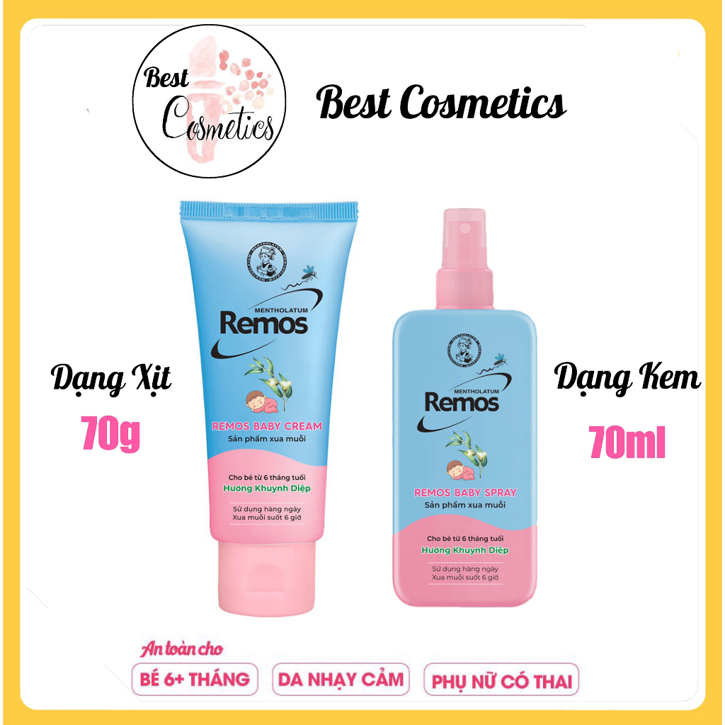 Xịt chống muỗi cho bé Remos baby hương Khuynh Diệp 70ml, 150ml & 70g ...