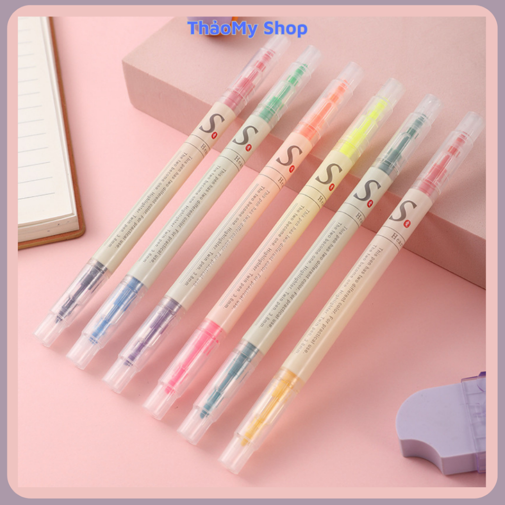 Combo 6 Bút 12 Màu Bút Nhớ Bút Highlight Bút Đánh Dấu Bút Dạ 2 Đầu Mực ...