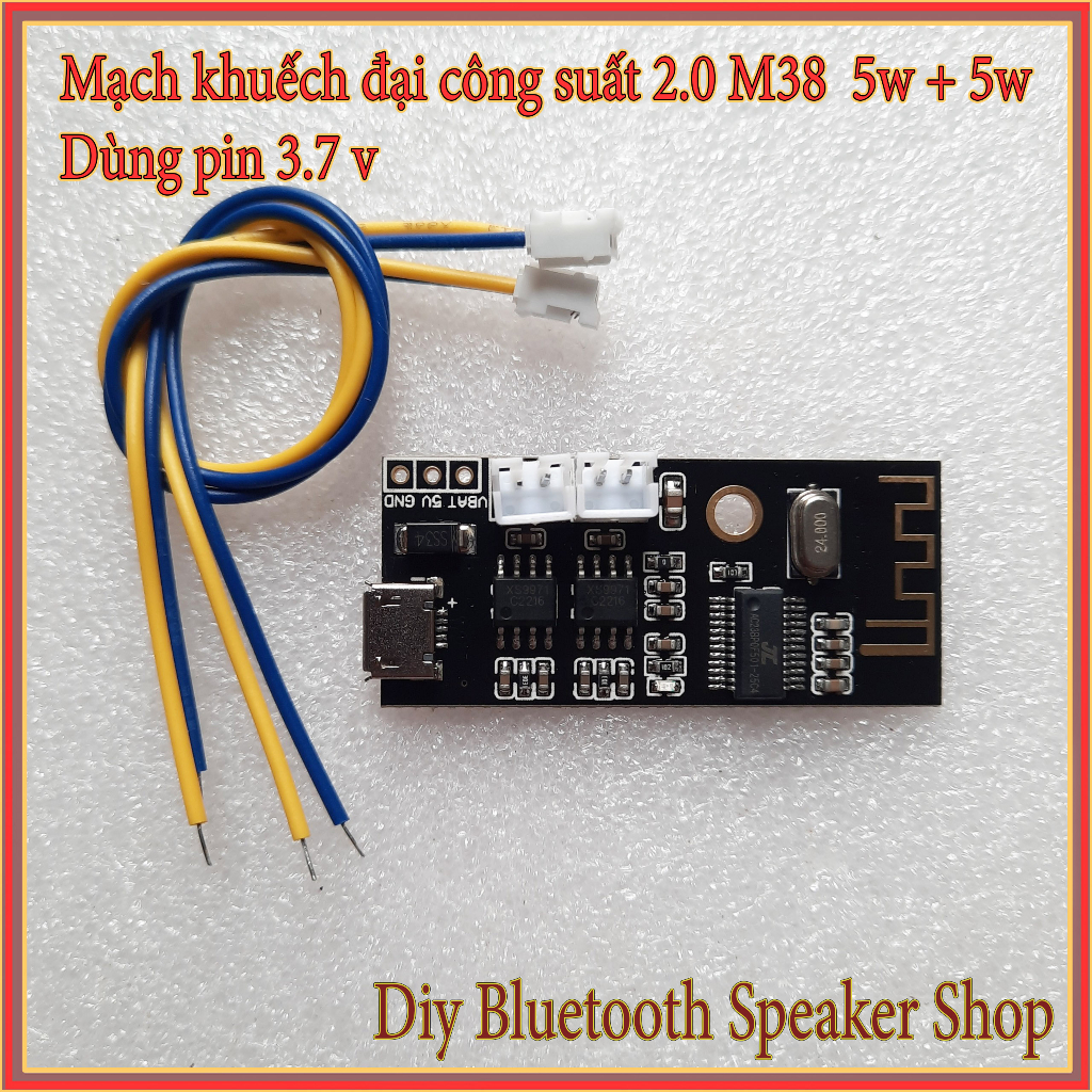 Mạch khếch đại âm thanh mini MH-M38 2x5W dùng pin 3.7v mở max âm lượng ...