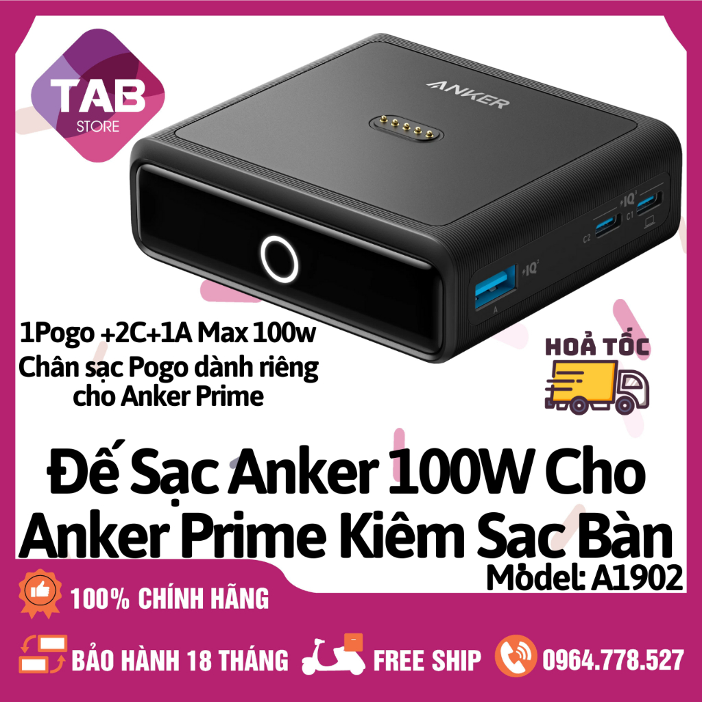Đế sạc Anker 100W Cho Anker Prime Kiêm Sạc Bàn 3 Cổng 2C+1A - A1902 ...