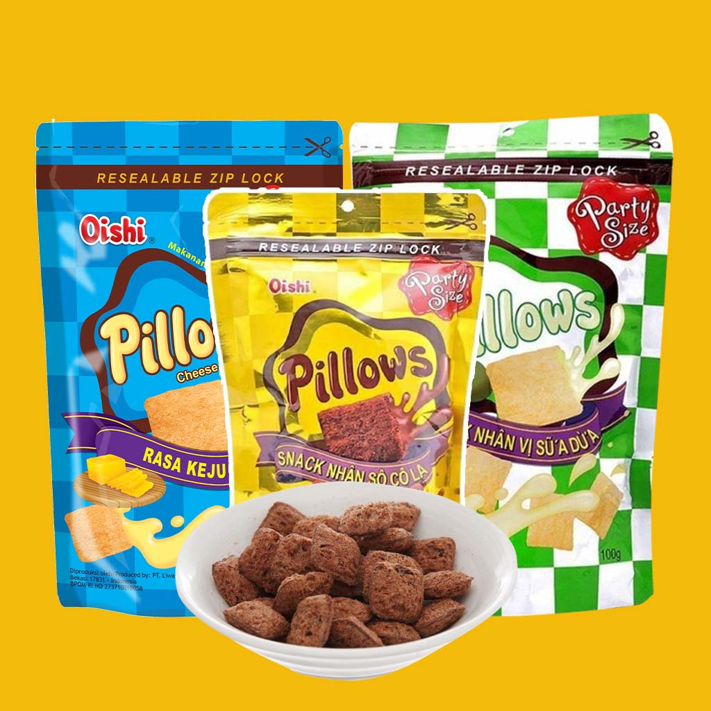 Bánh pillows snack nhân vị sữa dừa/ socola/ vani gói 85g đồ ăn vặt Hà ...