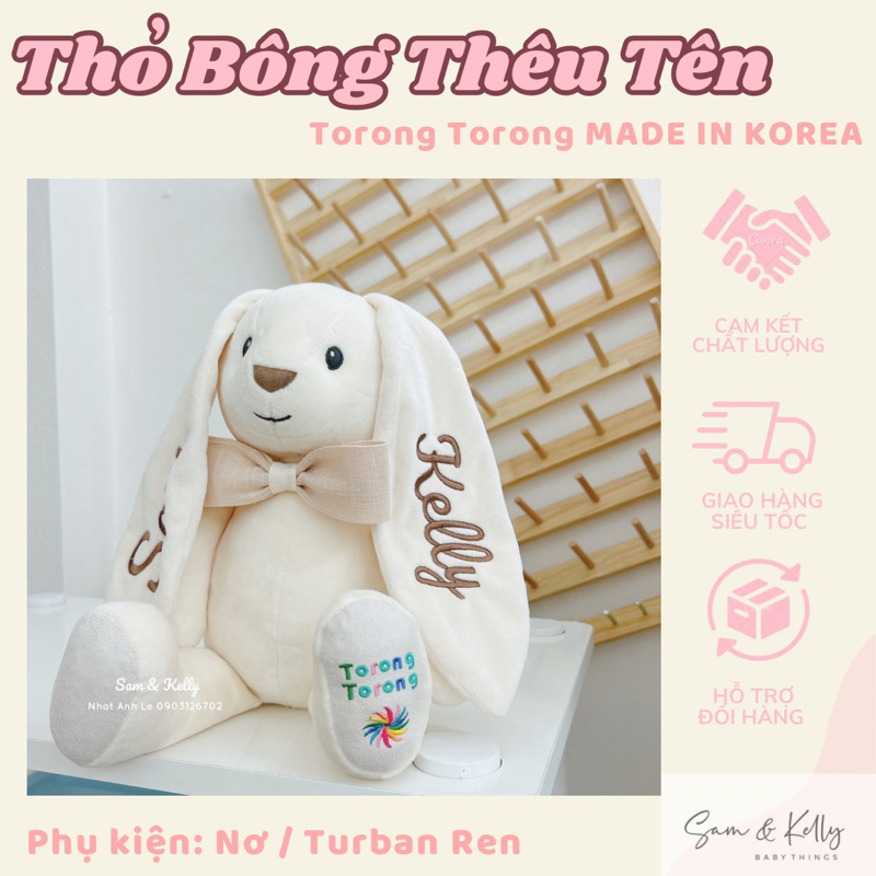 Thỏ Bông ORGANIC TORONG Thêu Tên Bé - Made in Korea | Shopee Việt Nam