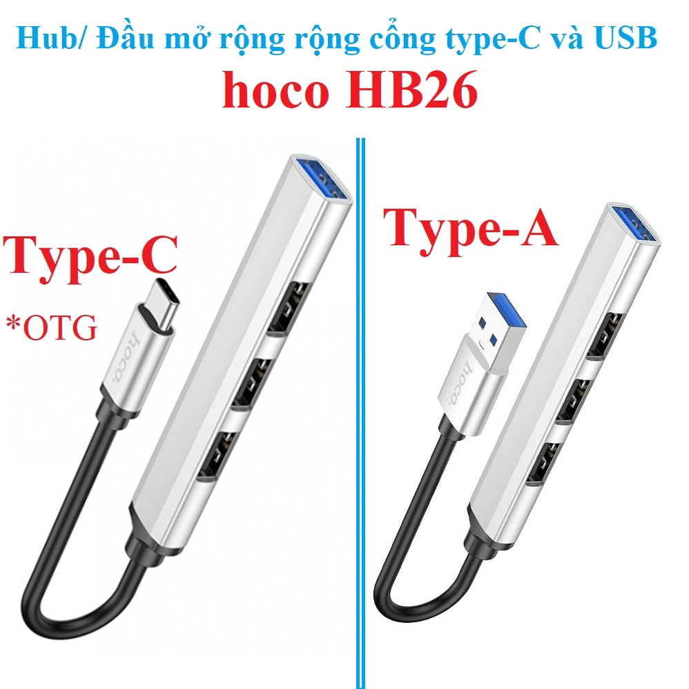 Hub / bộ chuyển cổng Type-C / USB 4 in 1 hoco HB26 | Shopee Việt Nam