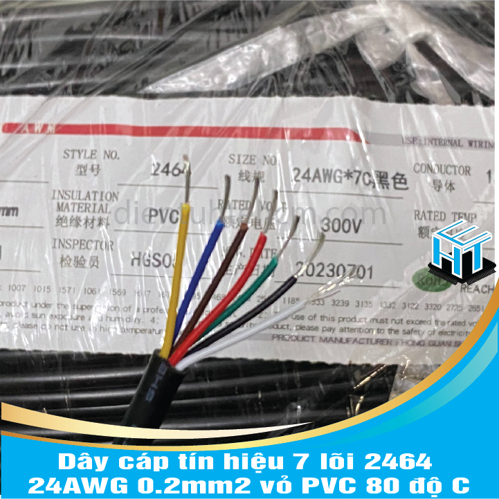 [HCM]1 Mét Dây cáp tín hiệu 7 lõi 2464 24AWG 0.2mm2 vỏ PVC 80 độ C ...