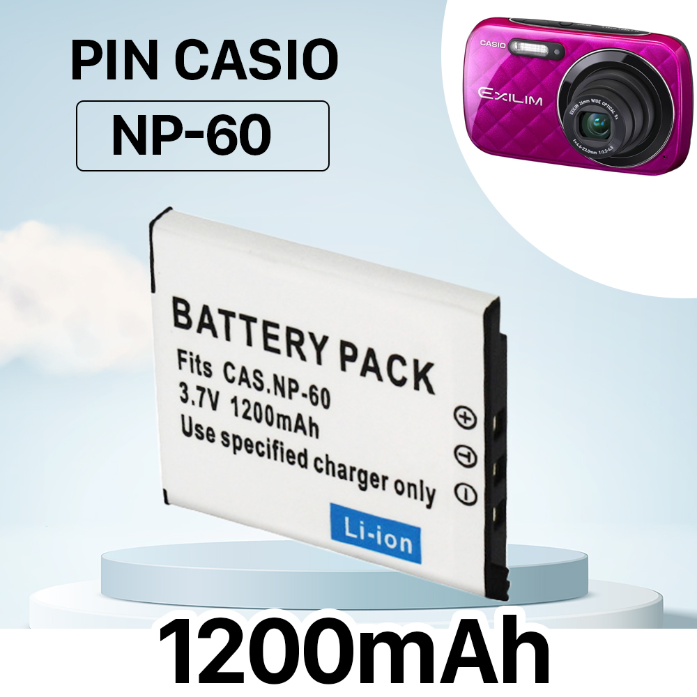 Pin Casio NP-60 cho EX-Z80 Z85 Z9 Z90 Z29 S10 S12 FS10 NP 60 dung lượng ...