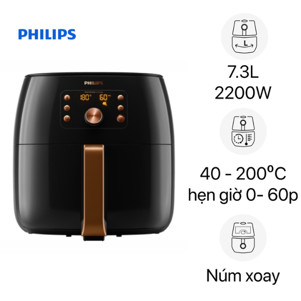 Nồi chiên không dầu Philips HD9860 /90 XXL 7.3L - Hàng chính hãng ...