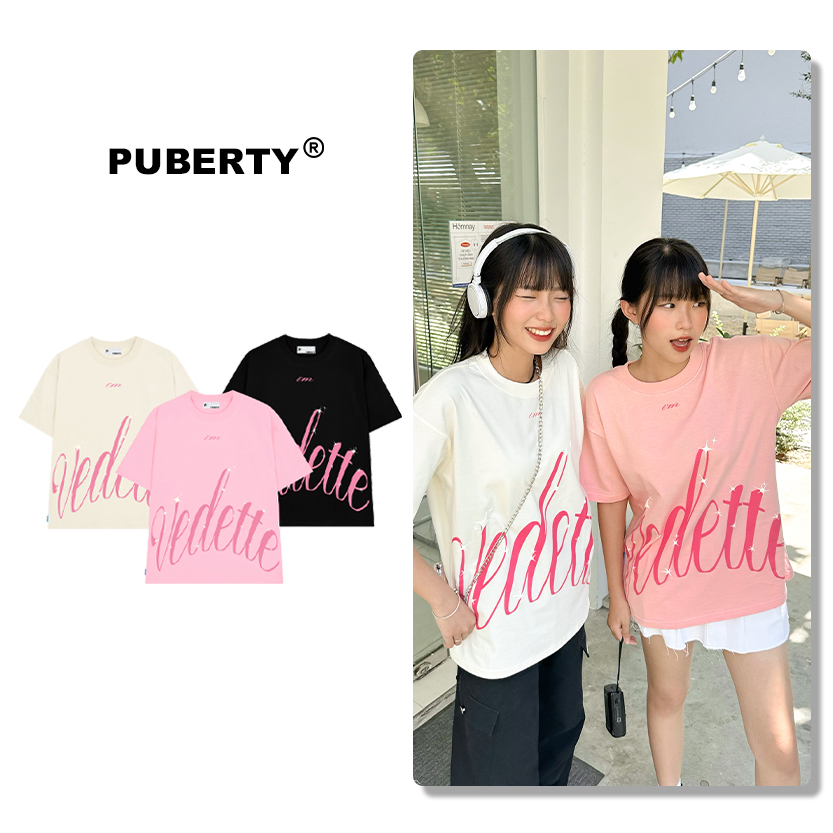 Áo Thun Unisex Oversize Local Brand PUBERTY VEDETTE TEE / CREAM - BLACK ...