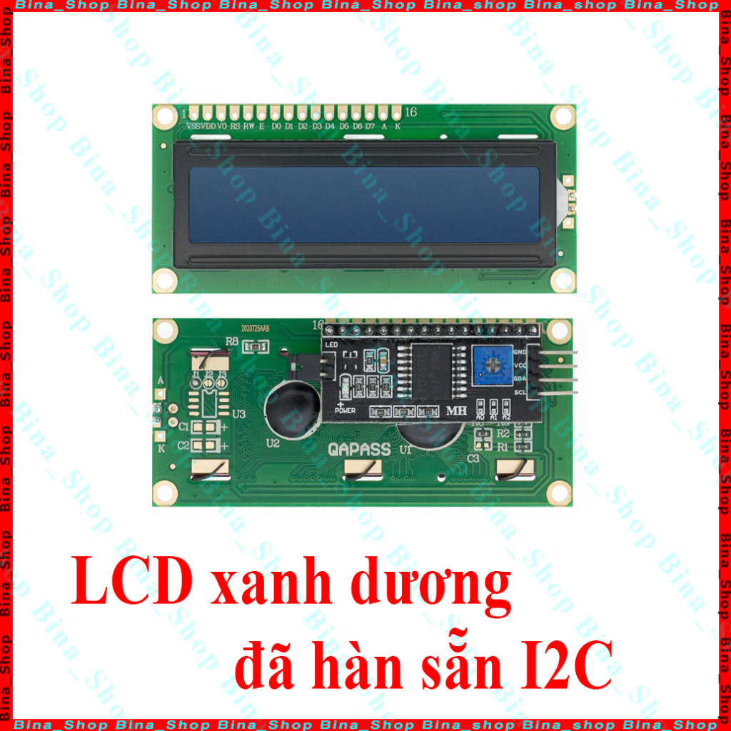 Màn hình LCD 1602, Mạch Chuyển Đổi I2C, Module I2C hàn sẵn LCD 1602A Xanh lá / Xanh dương (tự ...